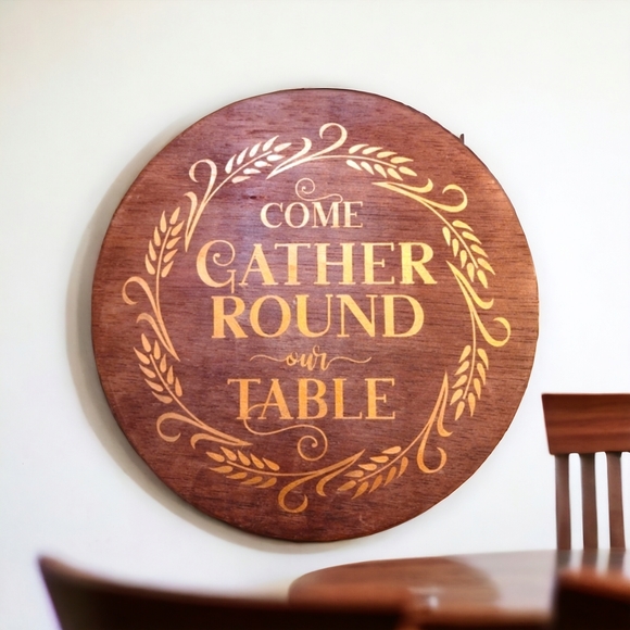 Hand Crafted | Wall Decor | Handpainted Gather Round Our Table Wood ...